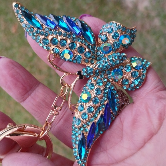 Bags | New Big Blue Butterfly Bag Charm Keychain | Poshmark